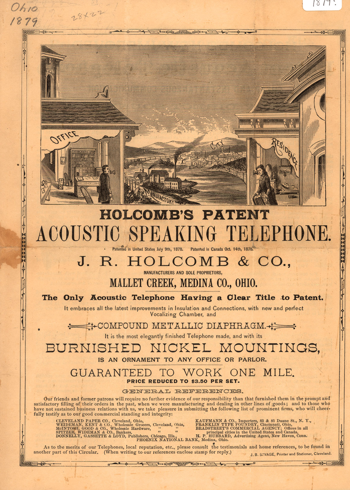 Holcomb's Patent Acoustic Speaking Telephone. [Emergence of Advertising ...