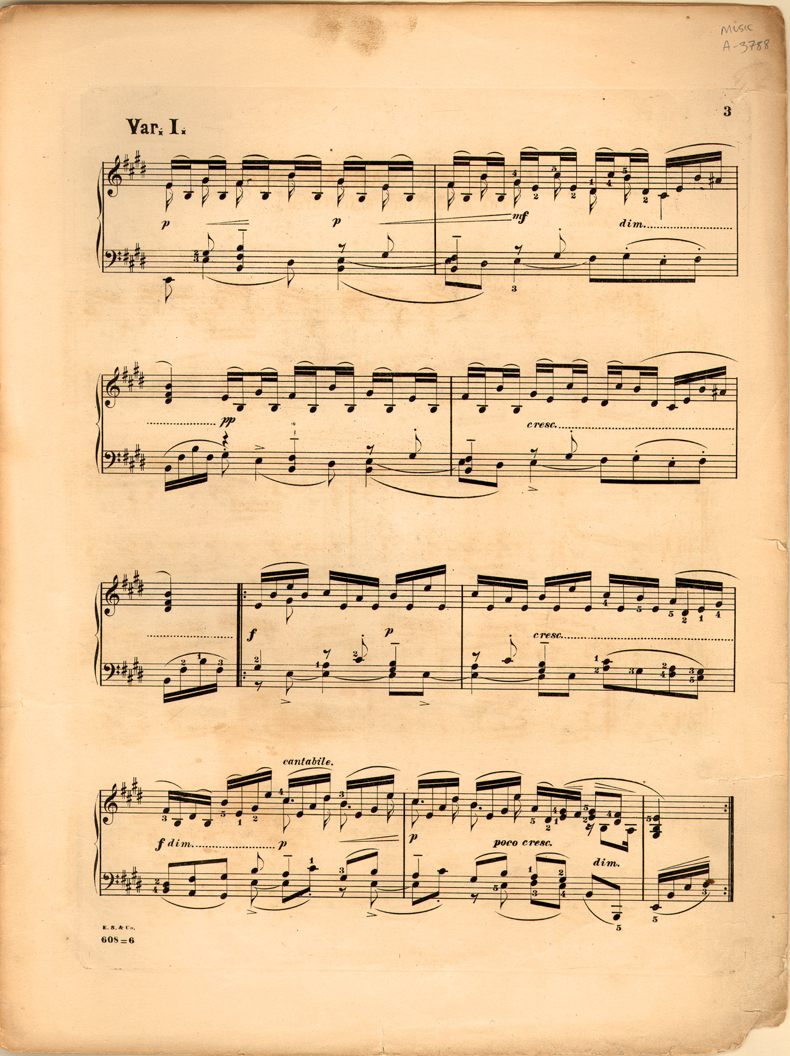 Aria con variazioni; Harmonious blacksmith [Historic American Sheet Music]