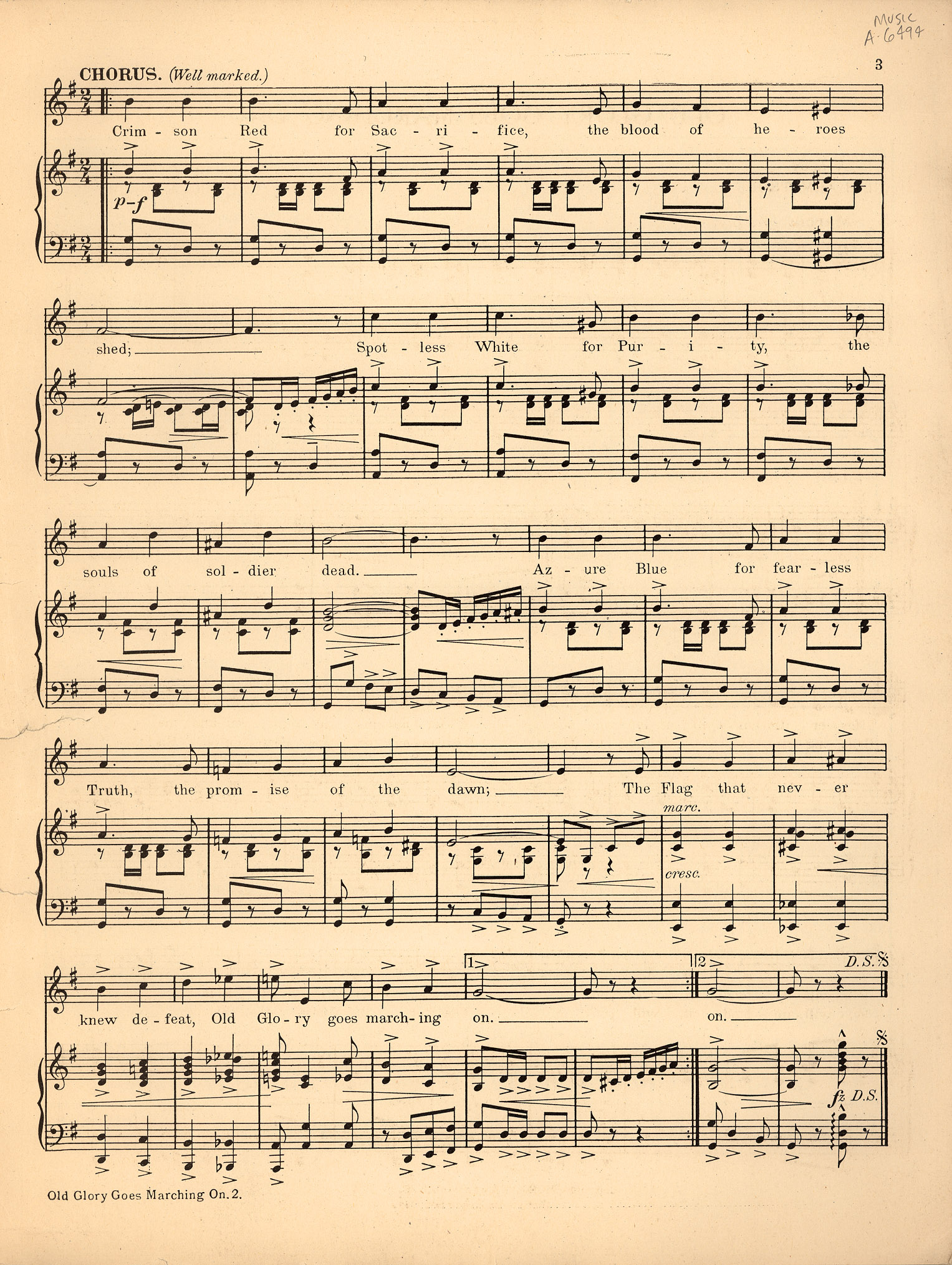 Old glory goes marching on; The flag that never knew defeat [Historic ...