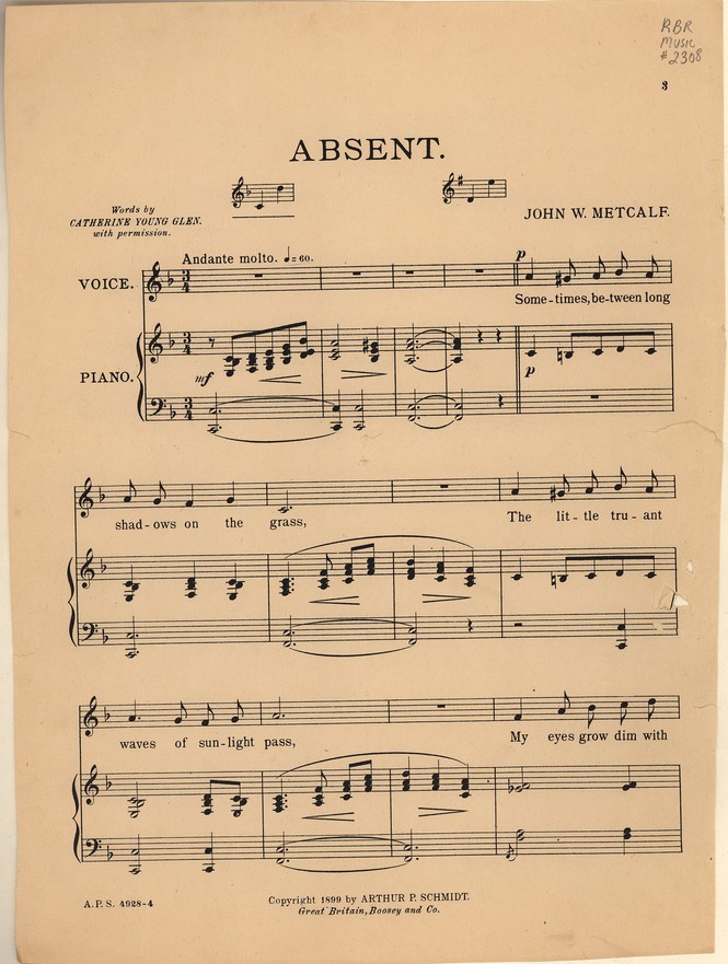 Absent [Historic American Sheet Music]